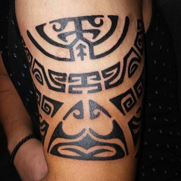 aztec upper arm tattoo
